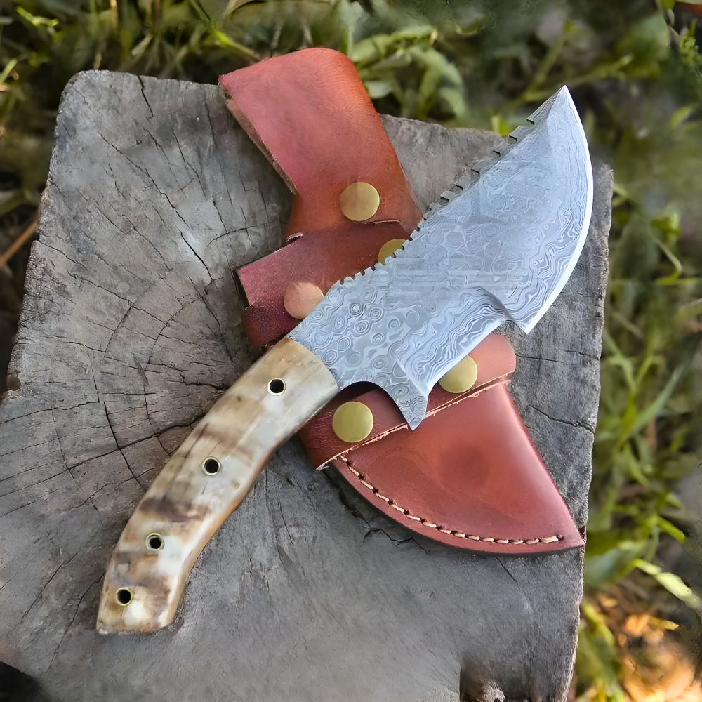 Wilderness Wayfinder: 10” Custom Hand Forged Damascus Steel Tracker Kn ...
