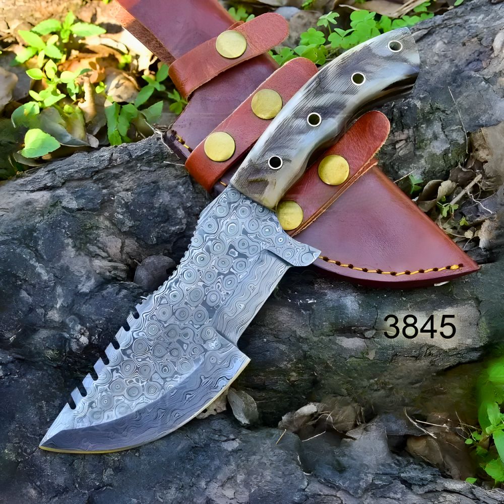 Wilderness Wayfinder: 10” Custom Hand Forged Damascus Steel Tracker Kn ...
