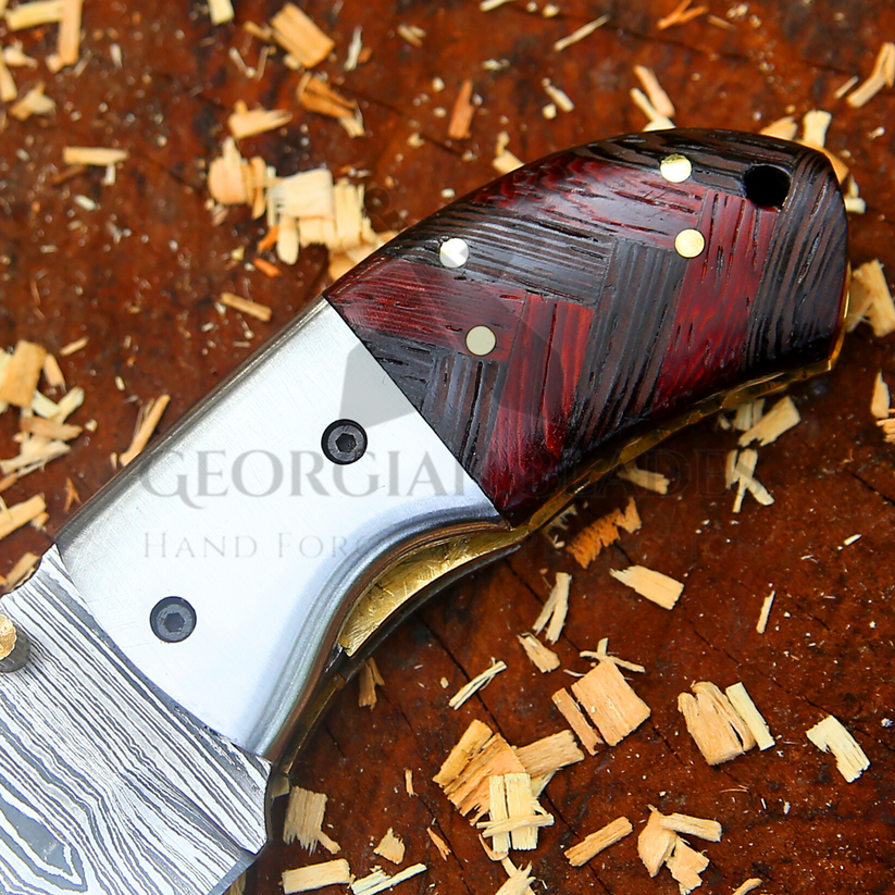 Mini Marvel - 5.5" Hand Forged Mini Pocket Knife with Leather Sheath ...