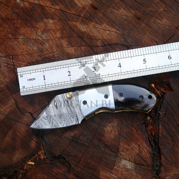 Tiny Torque - 5 inch Hand Forged Mini Folding Knife with Leather Sheath ...