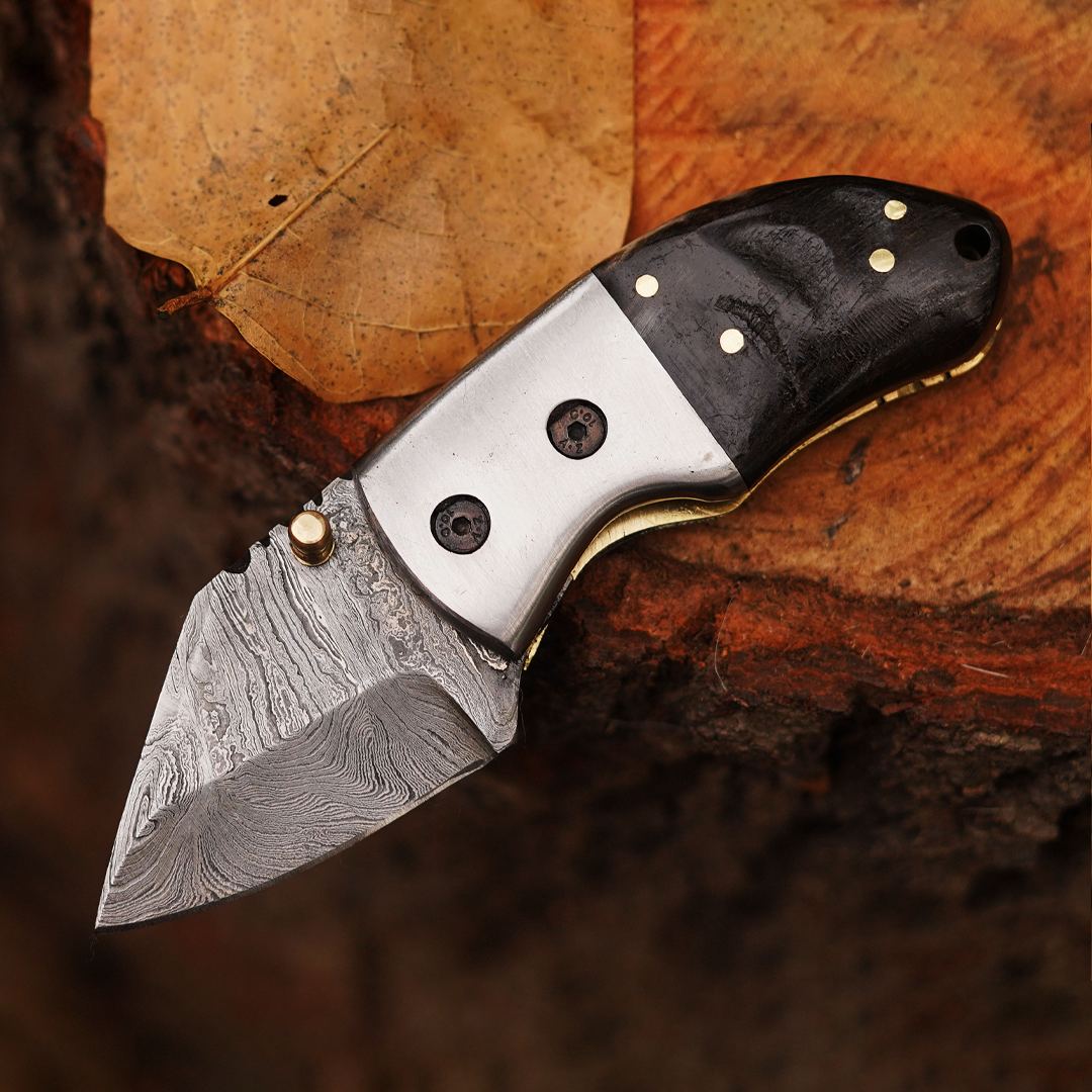 Tiny Torque - 5.5 inch Hand Forged Mini Folding Knife with Leather ...