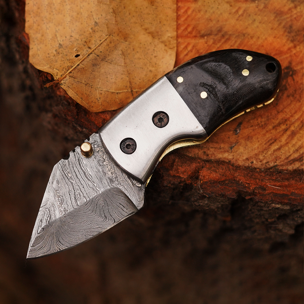 Tiny Torque - 5.5 inch Hand Forged Mini Folding Knife with Leather ...