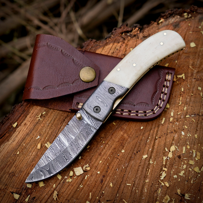 Cartilage Cutter: Hand Forged Damascus Steel Hunting Folding Knife Wit ...