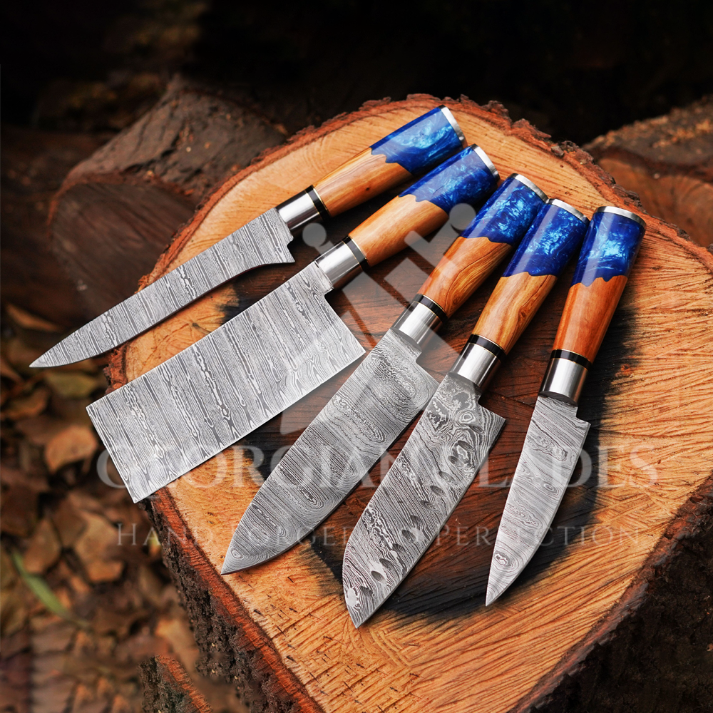 Culinary Craftsman: 5 Piece Kitchen Chef Set with Resin and Olive Wood ...