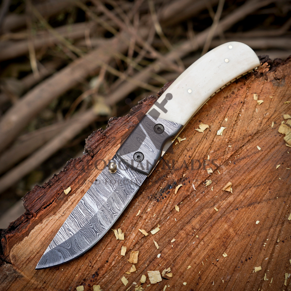 Cartilage Cutter: Hand Forged Damascus Steel Hunting Folding Knife Wit ...