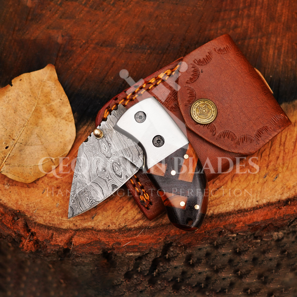 Mini Marvel - 5.5" Hand Forged Mini Pocket Knife with Leather Sheath ...