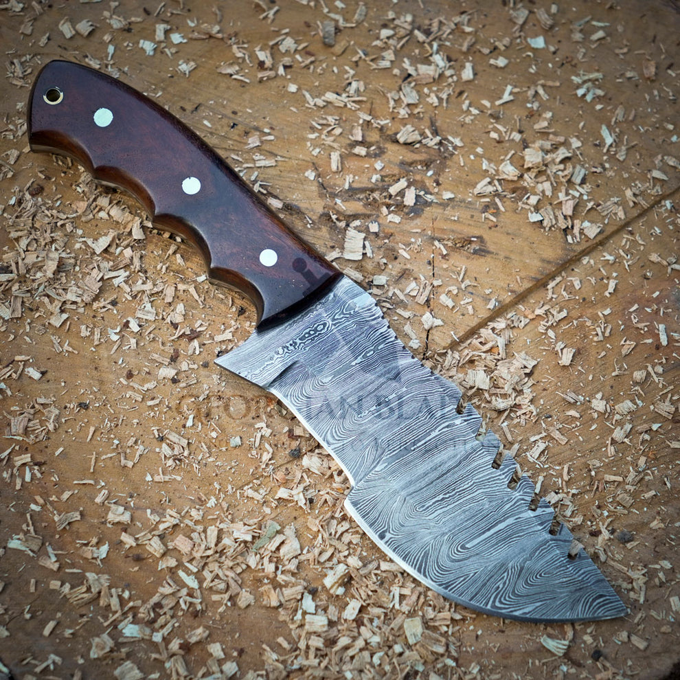Mystic Mirage Tracker Knife - Hand Forged Damascus Steel Hunting Track ...