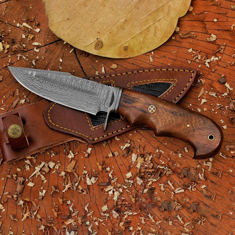 Onyx Seeker - 10.5 inch Hidden Tang Damascus Steel Hunting Knife ...