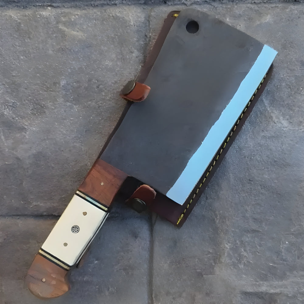 Eternal Essence Cleaver: 10" Chef Cleaver Knife with Bone & Wood Handl ...