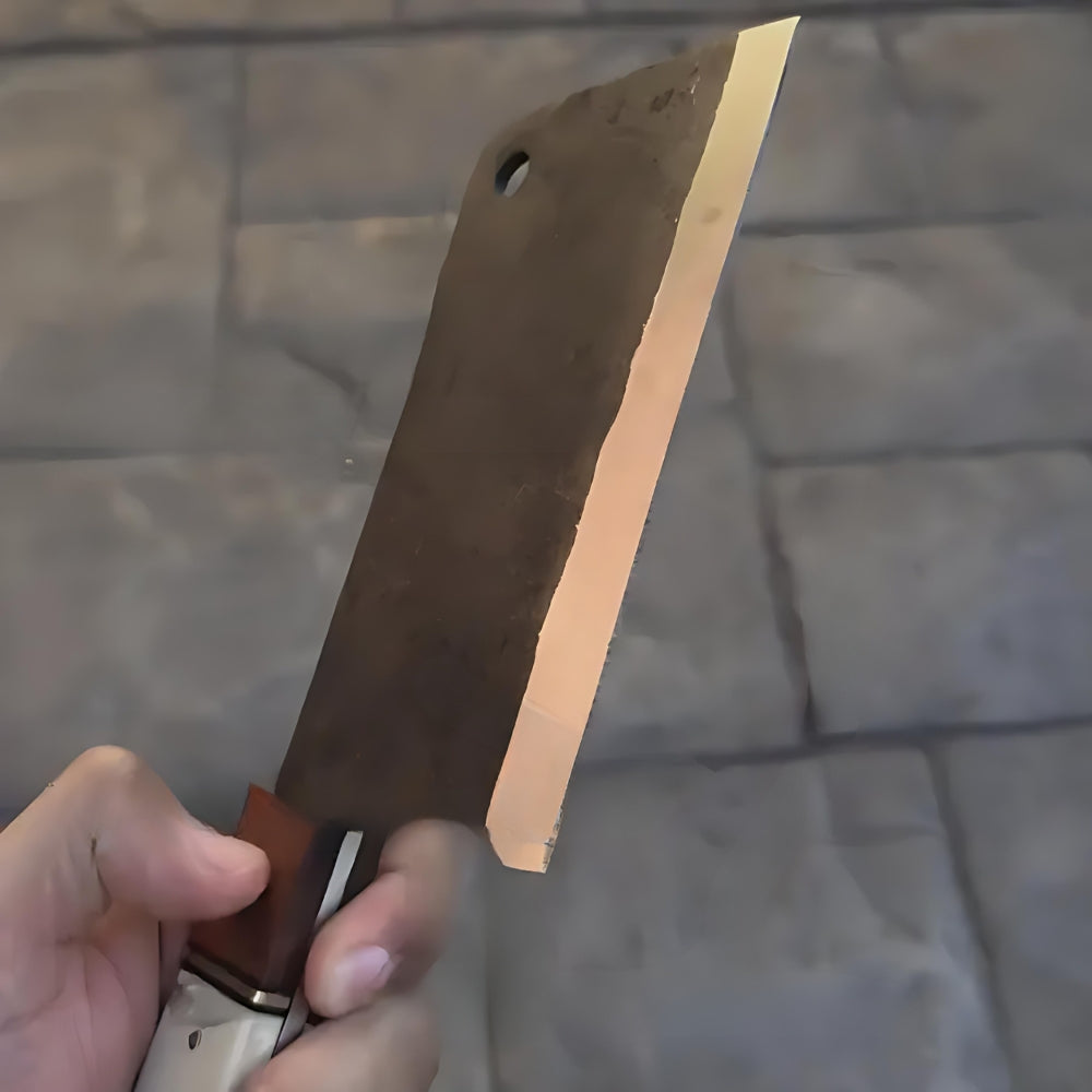 Eternal Essence Cleaver: 10" Chef Cleaver Knife with Bone & Wood Handl ...