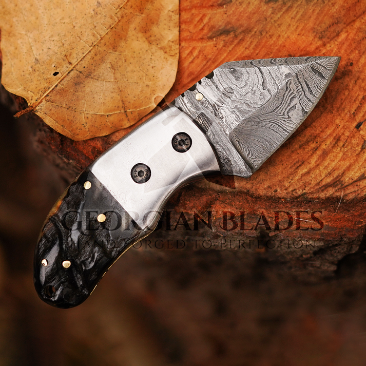 Tiny Torque - 5.5 inch Hand Forged Mini Folding Knife with Leather ...
