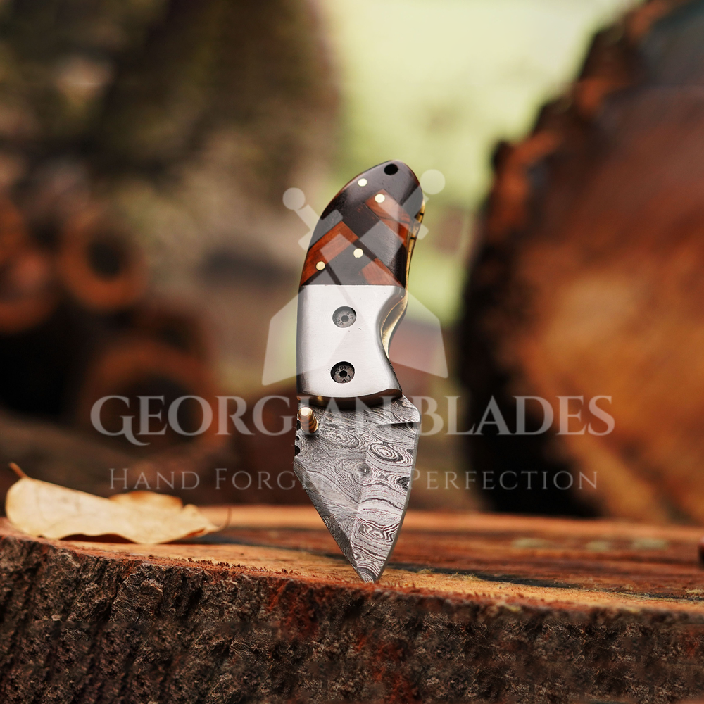Mini Marvel - 5.5" Hand Forged Mini Pocket Knife with Leather Sheath ...