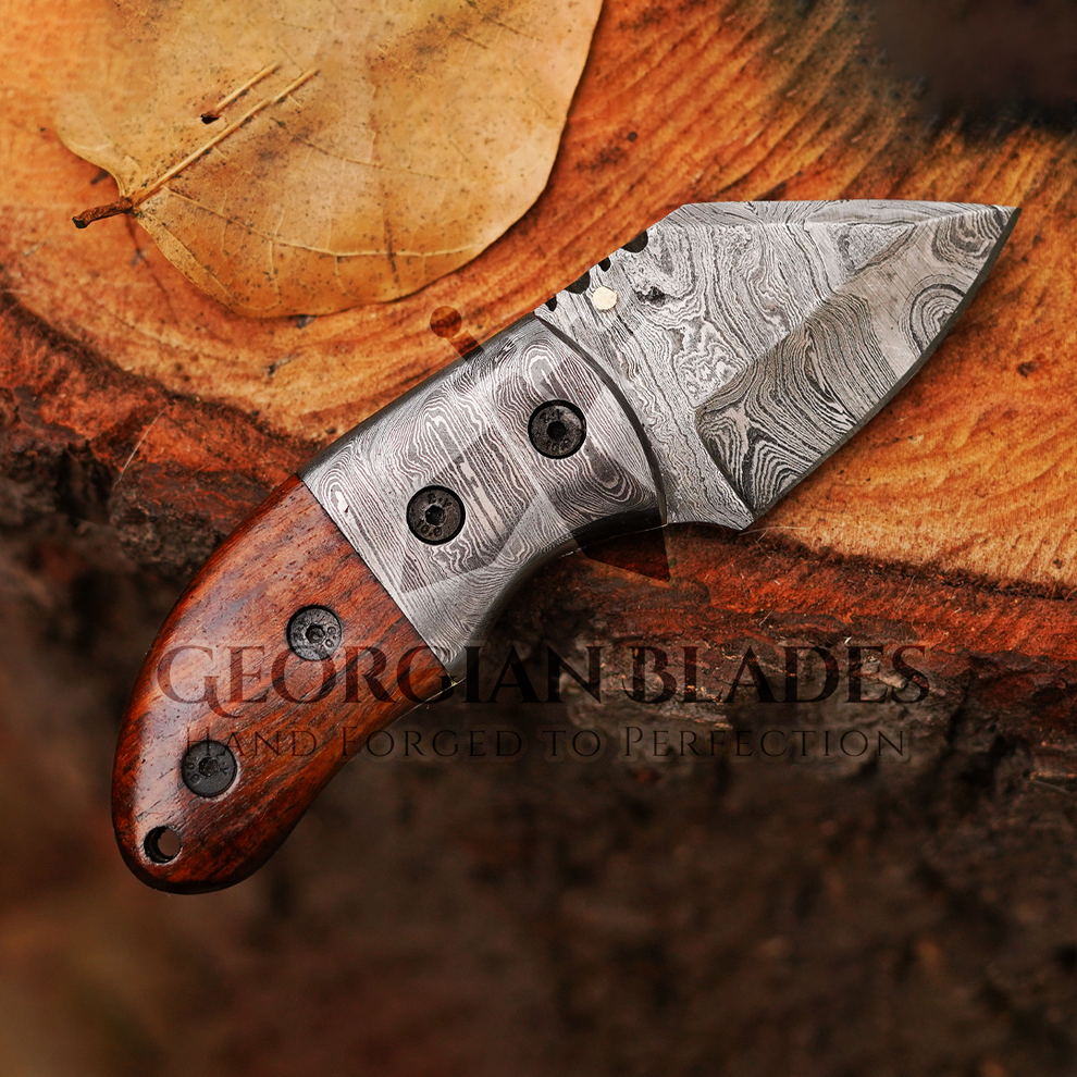 Hand Forged Mini Folding Knife with Rosewood | Georgian Blades
