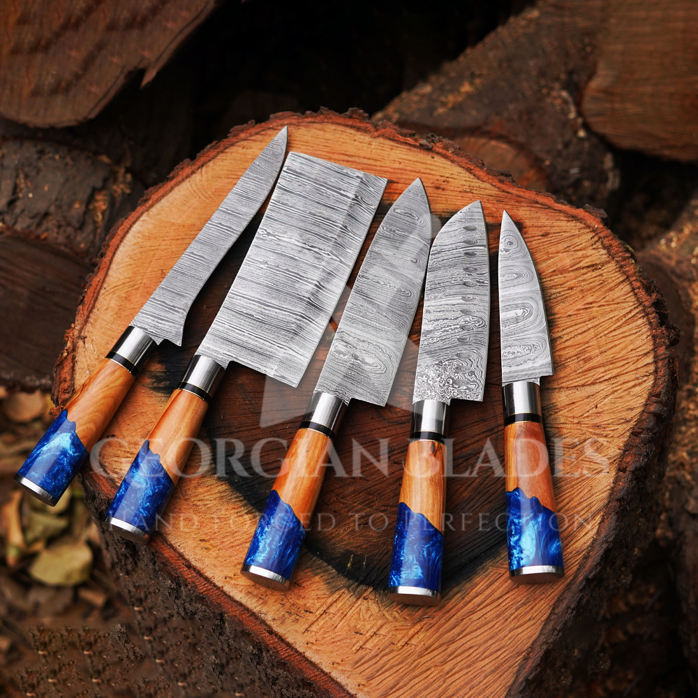 Culinary Craftsman: 5 Piece Kitchen Chef Set with Resin and Olive Wood ...