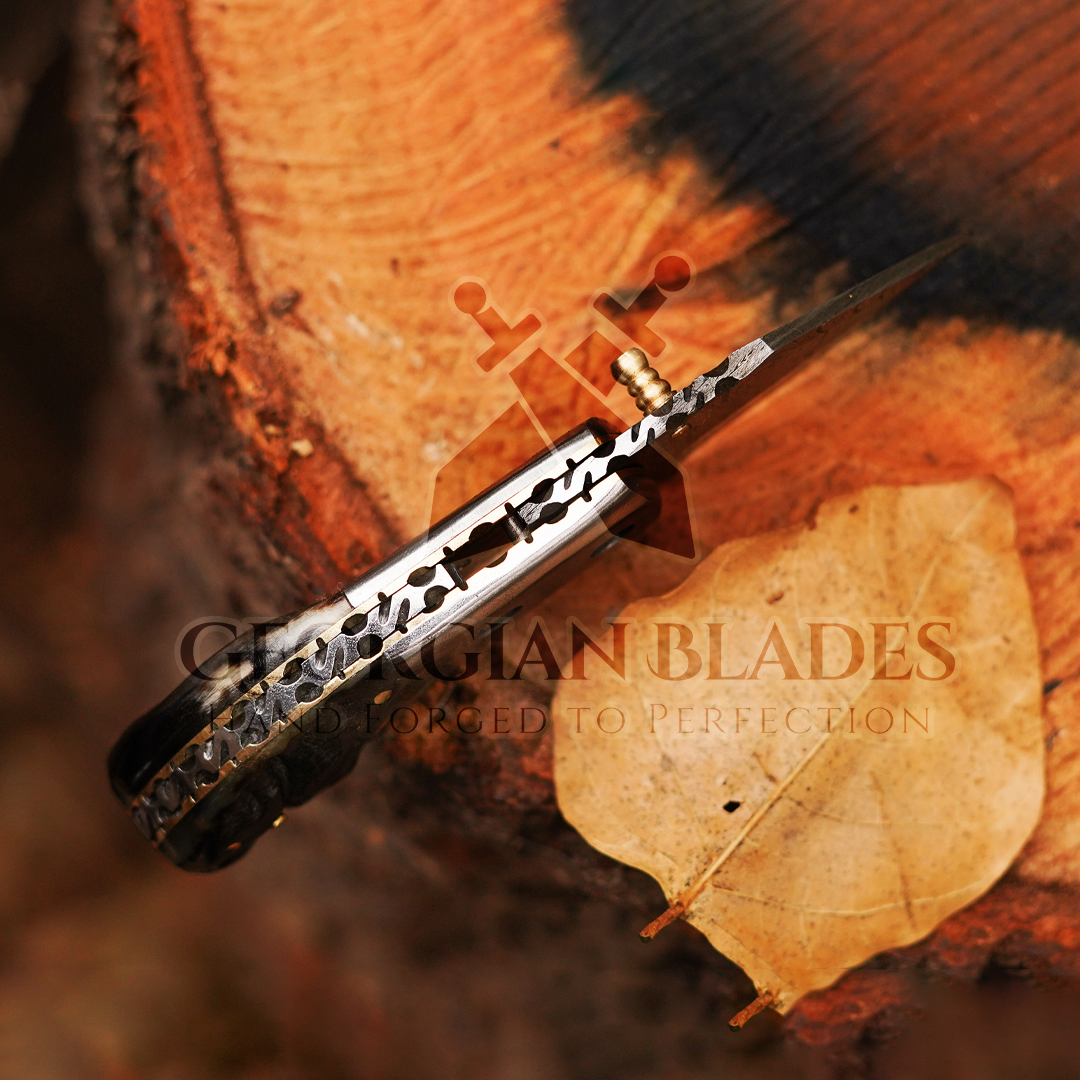 Tiny Torque - 5.5 inch Hand Forged Mini Folding Knife with Leather ...