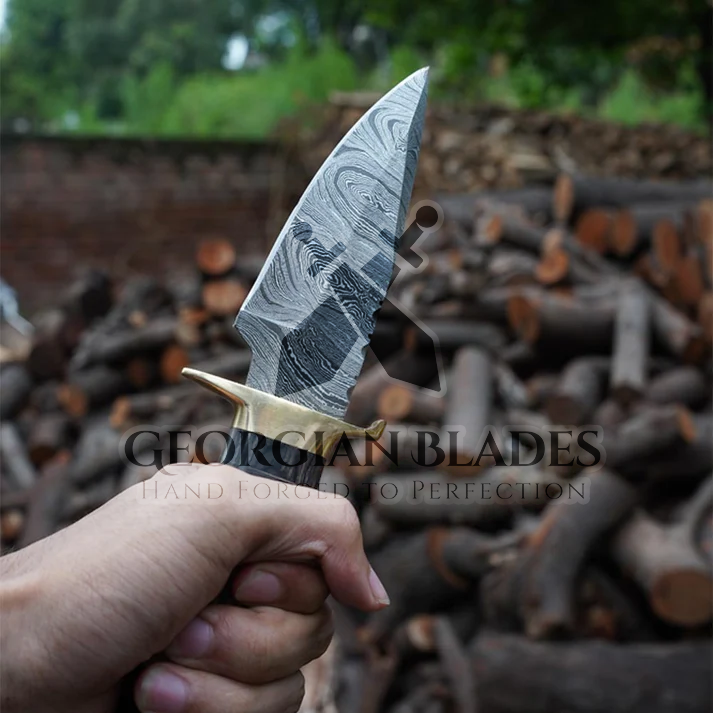 Hand Forged Drop Point Hunting Knife with Stag Horn Handle | Georgian ...