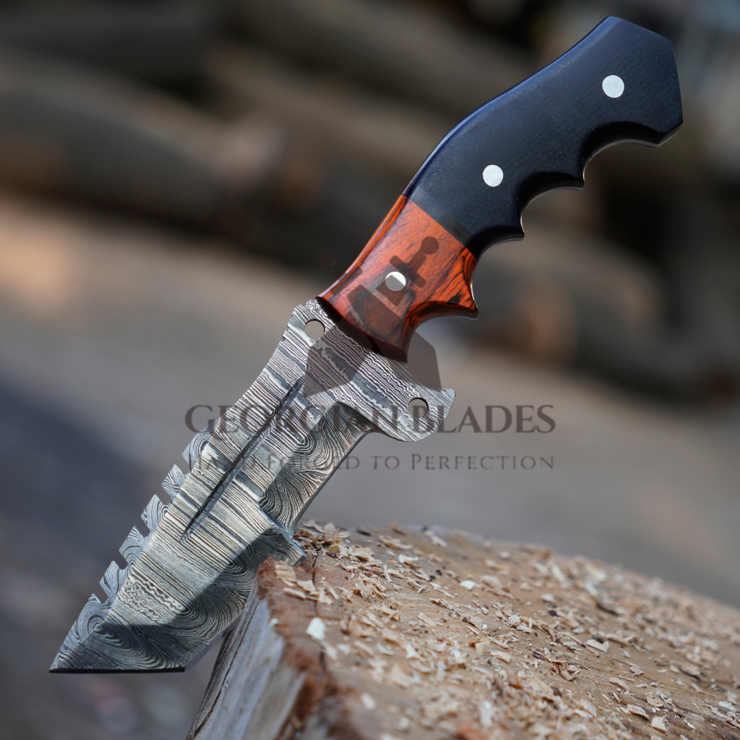 Explorer's Companion: 10” Damascus Steel Tracker Hunting Camping Knife ...