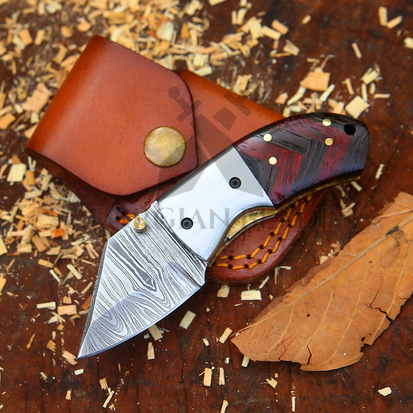 Mini Marvel - 5.5" Hand Forged Mini Pocket Knife with Leather Sheath ...