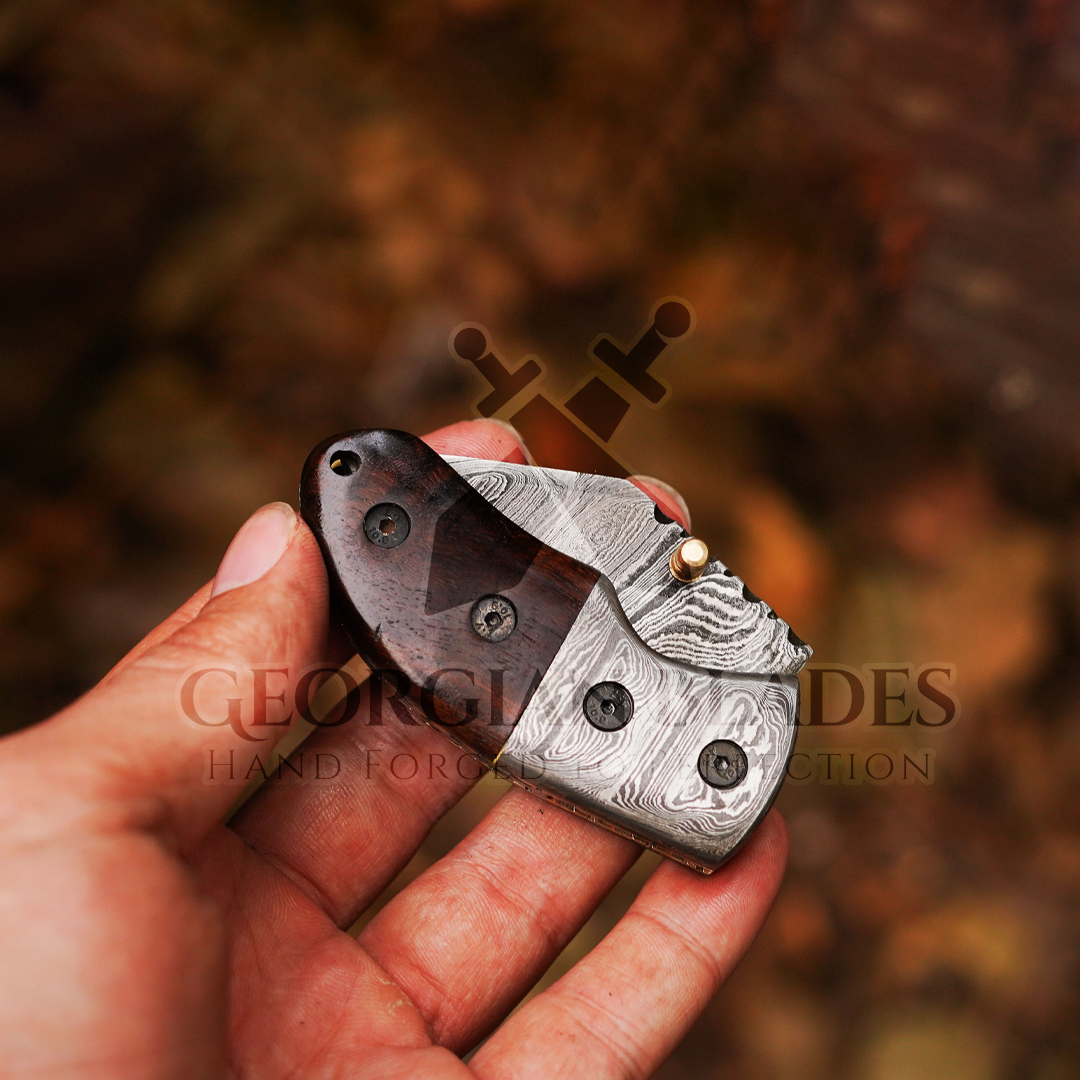 Hand Forged Mini Folding Knife with Rosewood | Georgian Blades