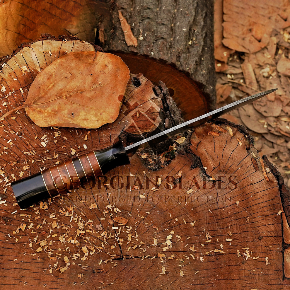 Wilderness Wanderer: 13" Handmade Damascus Chef Knife Buffalo Horn Han ...