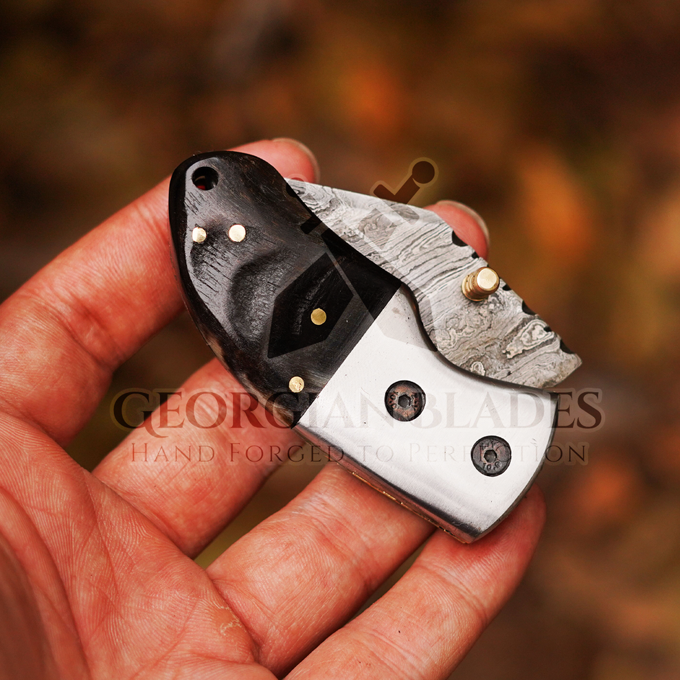 Tiny Torque - 5.5 inch Hand Forged Mini Folding Knife with Leather ...