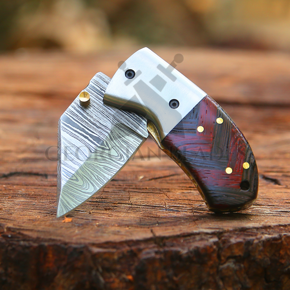 Mini Marvel - 5.5" Hand Forged Mini Pocket Knife with Leather Sheath ...