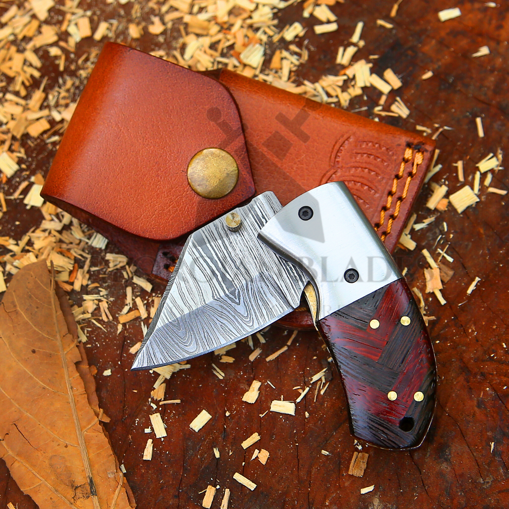Mini Marvel - 5.5" Hand Forged Mini Pocket Knife with Leather Sheath ...