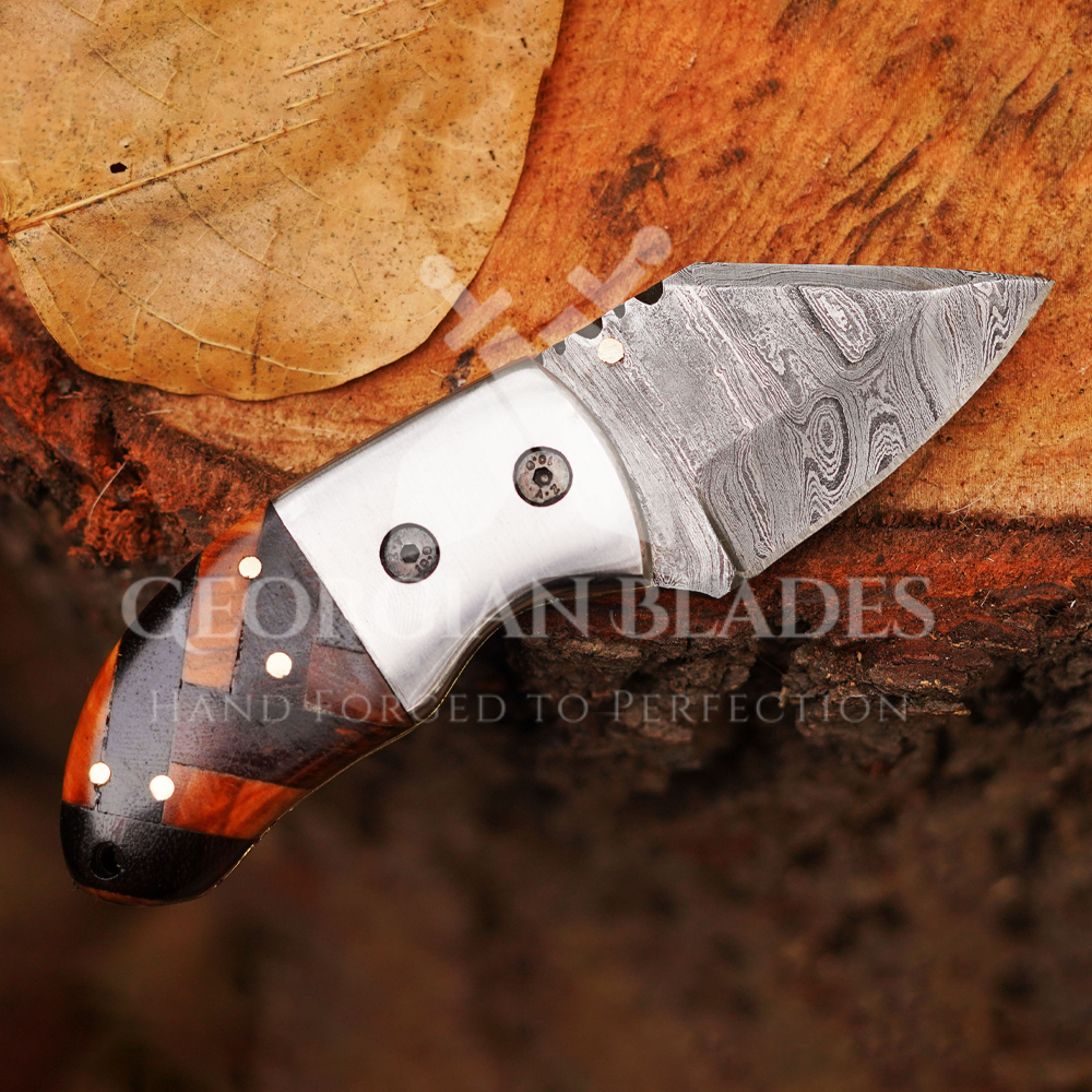 Mini Marvel - 5.5" Hand Forged Mini Pocket Knife with Leather Sheath ...