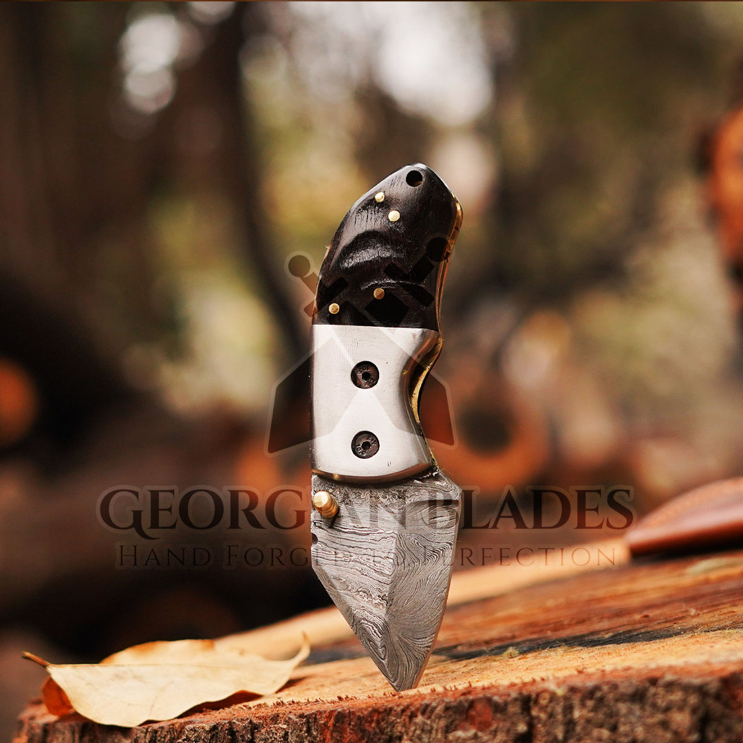 Tiny Torque - 5.5 inch Hand Forged Mini Folding Knife with Leather ...