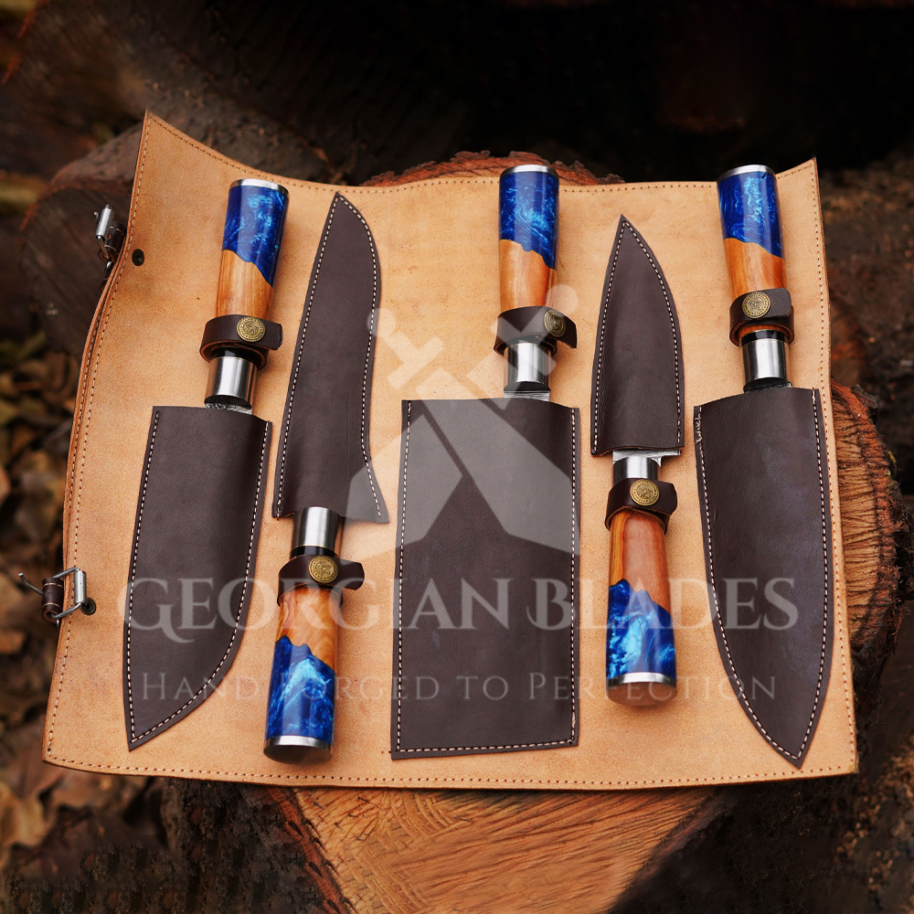 Culinary Craftsman: 5 Piece Kitchen Chef Set with Resin and Olive Wood ...