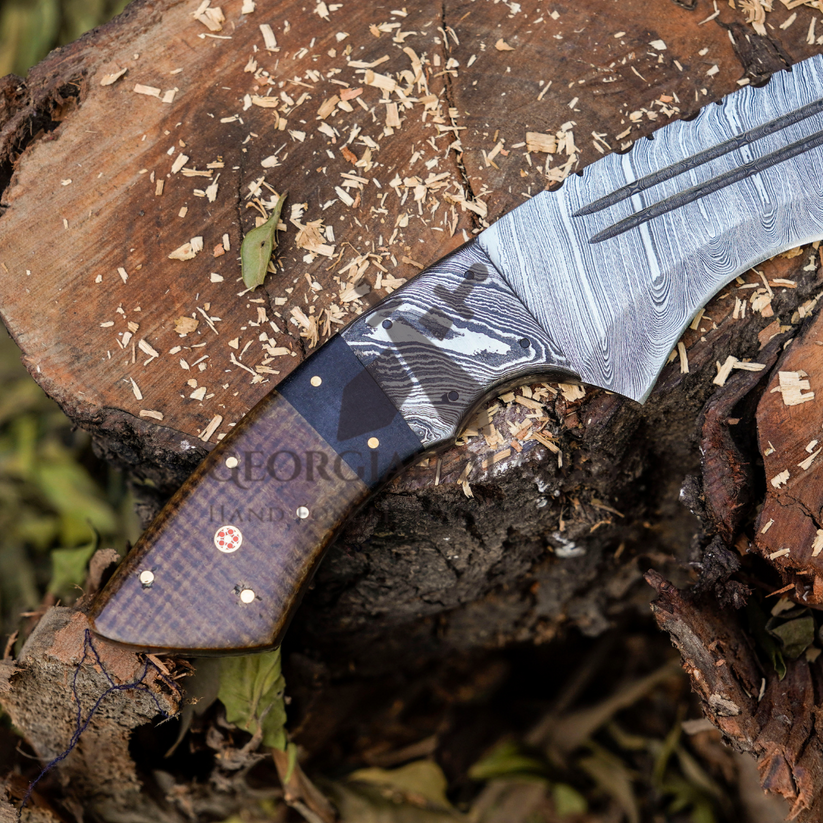 Savage Serpent Kukri: Hand Forged Damascus Steel Survival Hunting Bush ...
