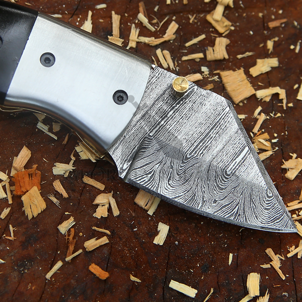 Tiny Torque - 5.5 inch Hand Forged Mini Folding Knife with Leather ...
