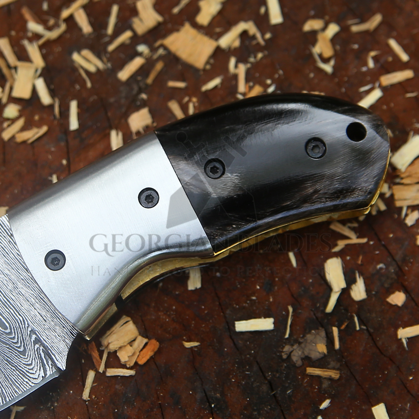 Tiny Torque - 5 inch Hand Forged Mini Folding Knife with Leather Sheath ...