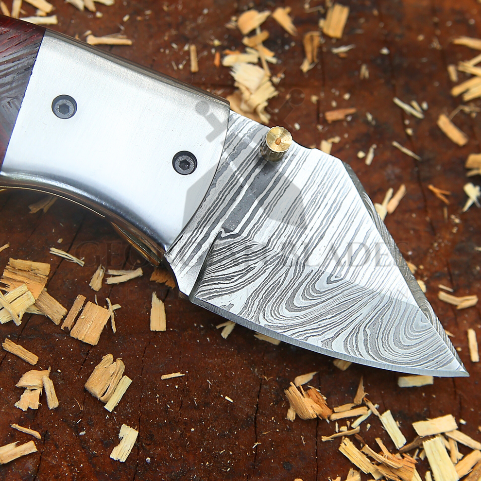 Mini Marvel - 5.5" Hand Forged Mini Pocket Knife with Leather Sheath ...