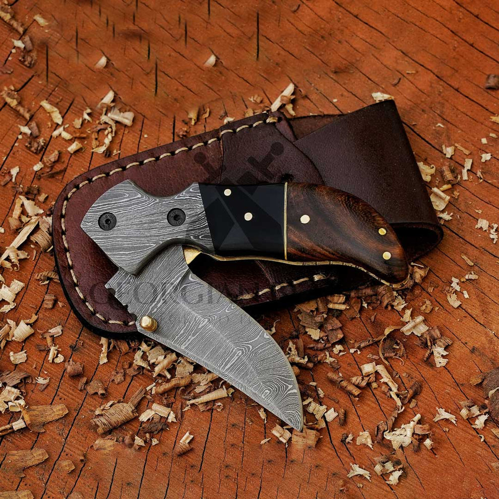 Hand Forged Pocket Knife with Bull Horn and Micarta Handle | Georgian ...