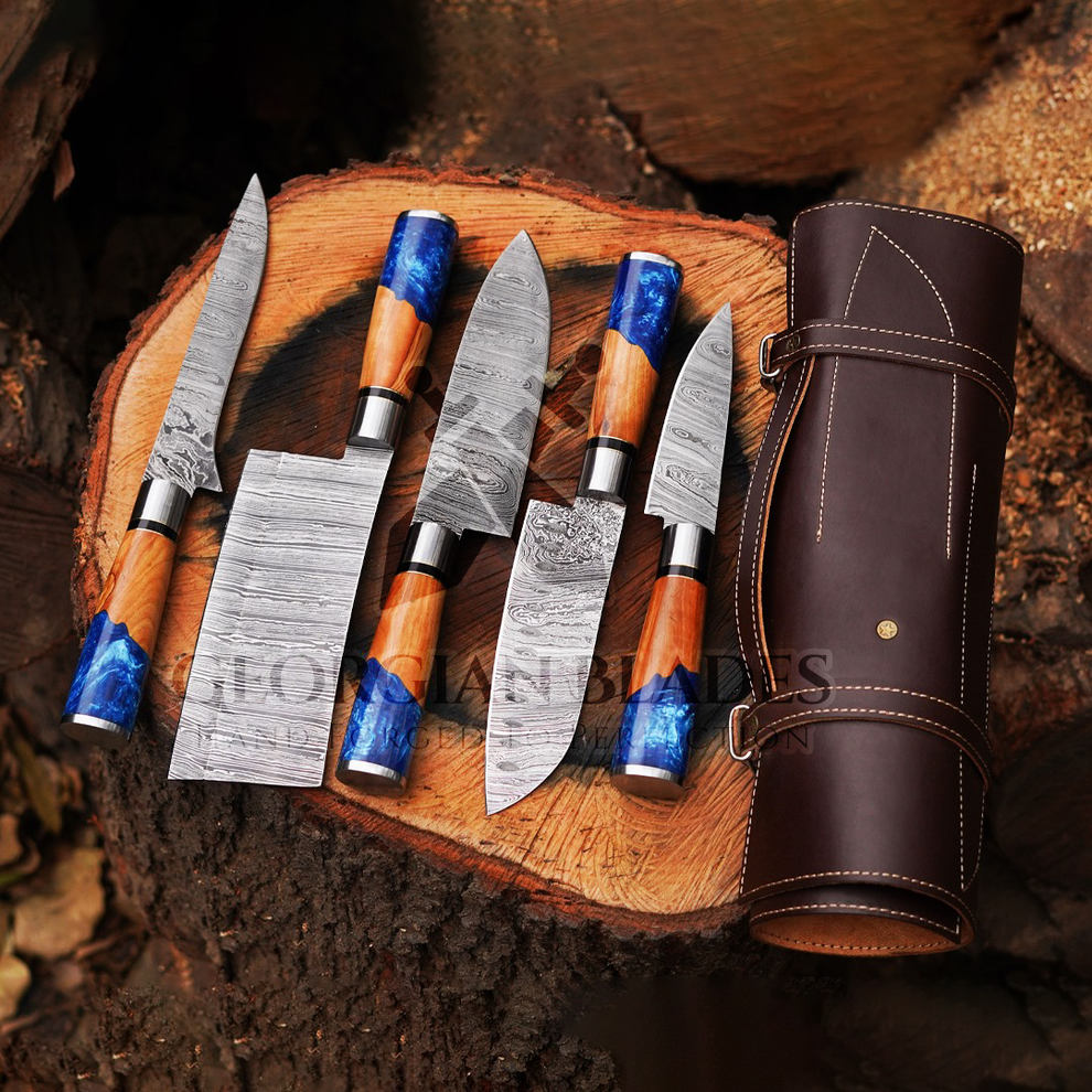 Culinary Craftsman: 5 Piece Kitchen Chef Set with Resin and Olive Wood ...