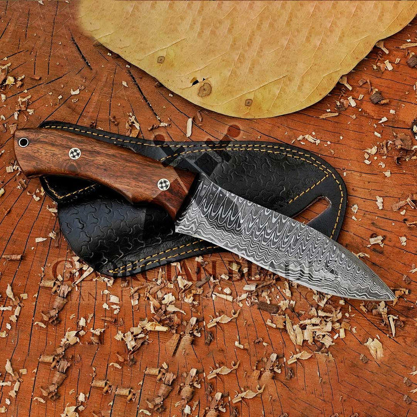 Hand Forged Drop Point Hunting Knife with Leather Sheath | Georgian Blades