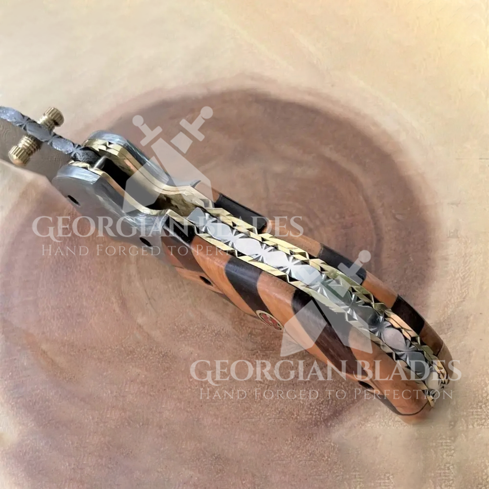 Kit Carson - 7 inches Custom Hand Forged Damascus Folding Knife Damasc ...