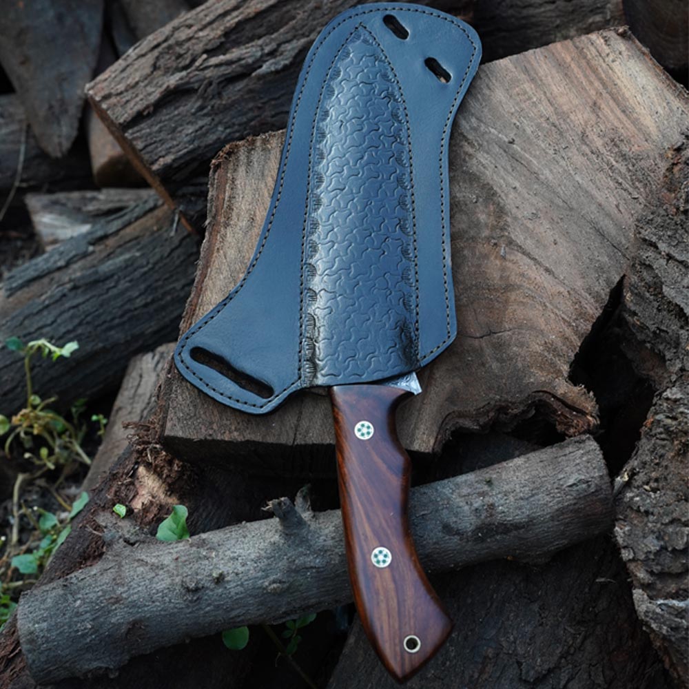 Hand Forged Drop Point Hunting Knife with Leather Sheath | Georgian Blades