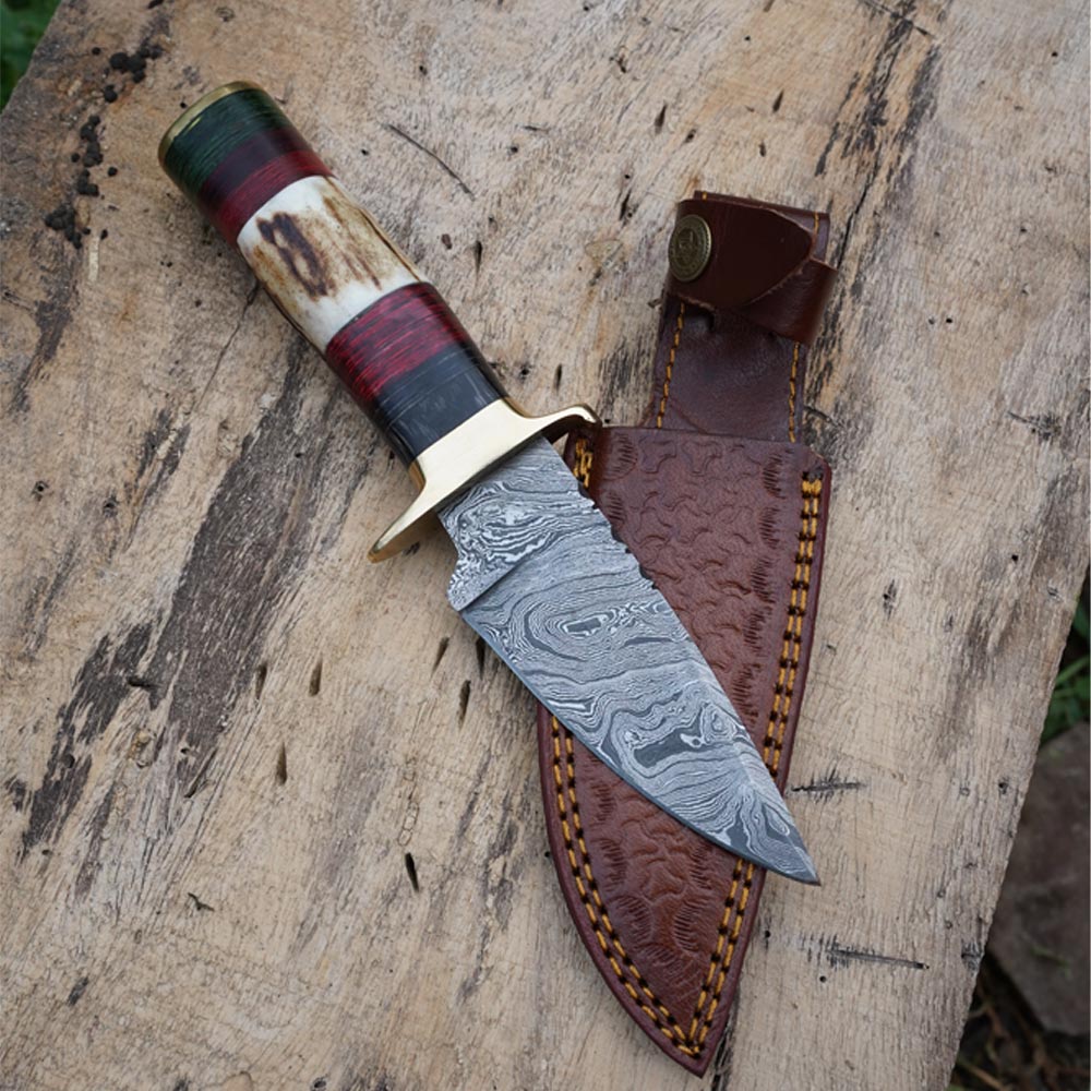 Hand Forged Drop Point Hunting Knife with Stag Horn Handle | Georgian ...