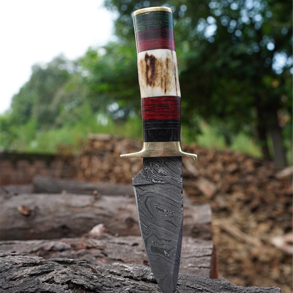 Hand Forged Drop Point Hunting Knife with Stag Horn Handle | Georgian ...